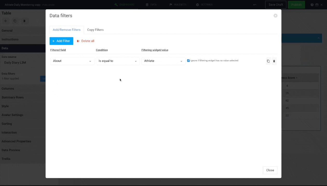 Filter a Dashboard Widget | AMS Help Center