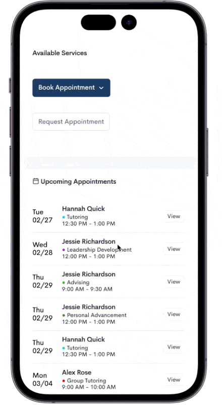 Book, Request, or Cancel Appointments as a Student on the Hub Mobile App