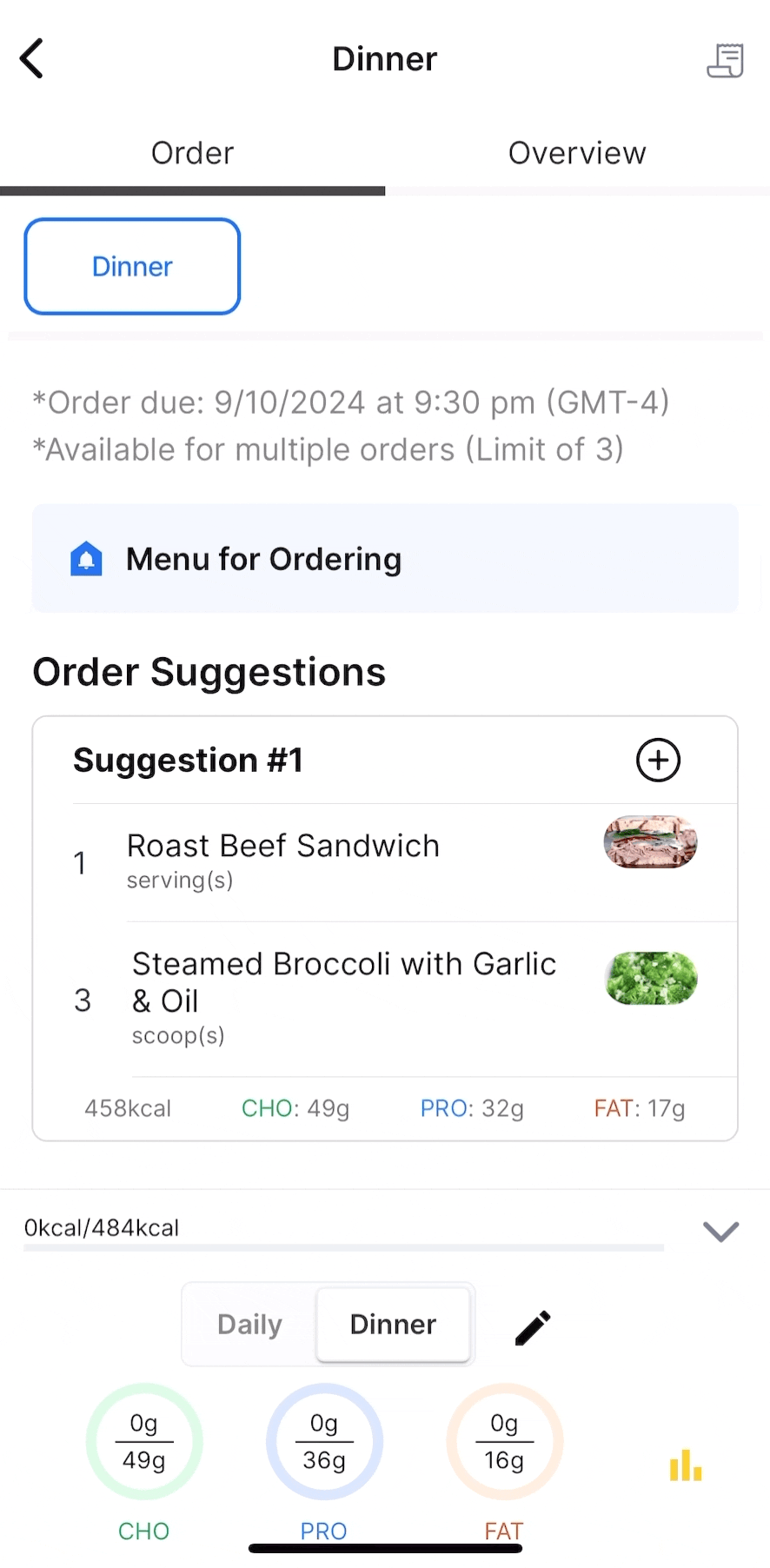 Order Meals Through the Mobile App