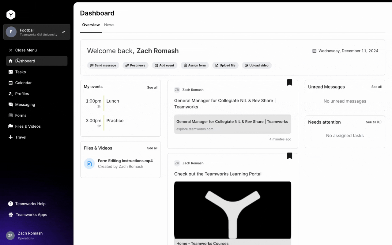Access the Teamworks General Manager Platform