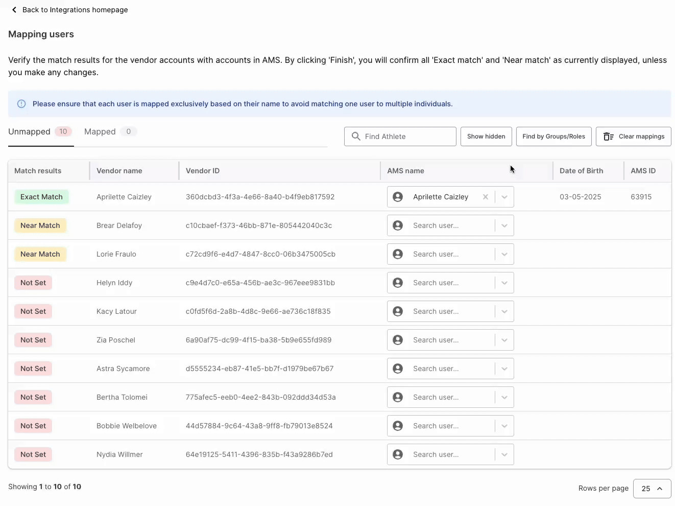 Map Users for Integrations | AMS Help Center