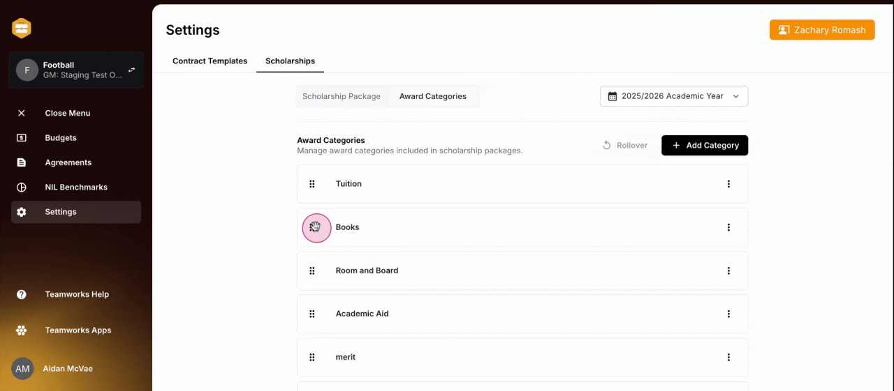 Configure Award Categories and Add Scholarship Packages