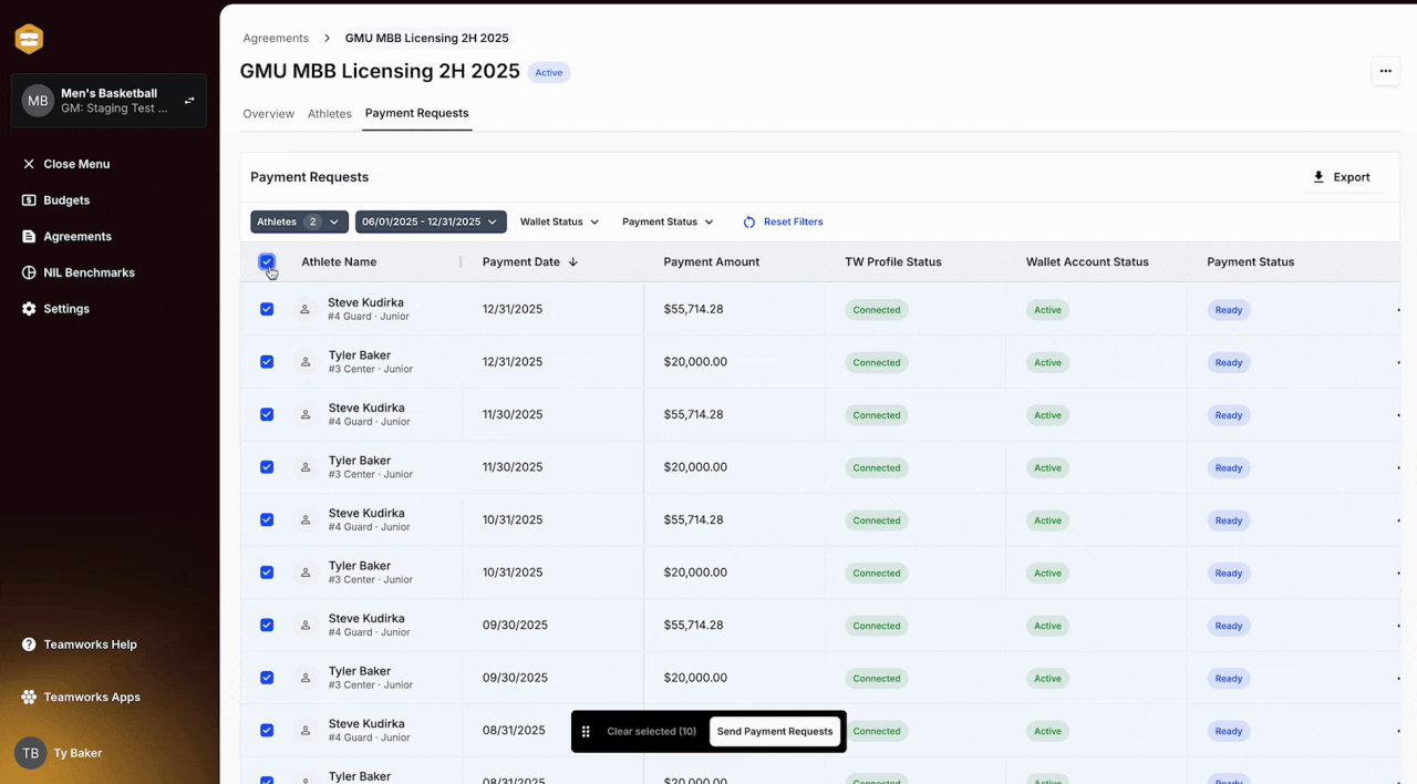 View and Manage Payment Requests within an Agreement